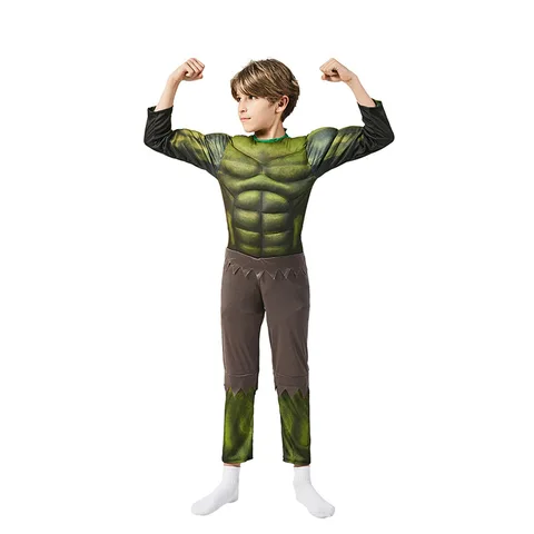 Buy Children Boys Superhero Hulk Cosplay Muscle Jumpsuit Dress-up Kids ...