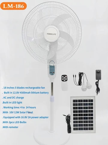 Buy China High Quality Yobolife Lm-186 Solar Fan Usb Charger 18 Inch ...