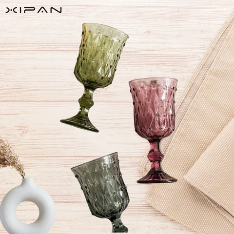 Buy Classic Embossed Design Vintage Wine Glasses Red Wine Goblets 185ml ...