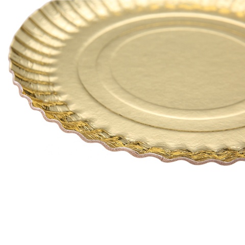 Buy Disposable Gold Cake Tray 5 Sizes Round Shape Cake Plate Factory ...