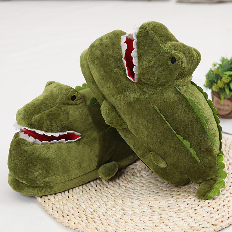 Buy Fluffy Crocodile Shape Slippers Funny Plush Animal Slippers Warm ...