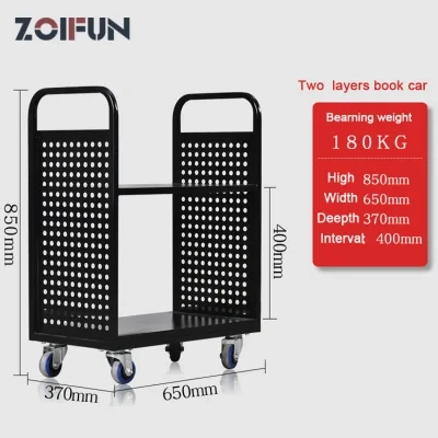 Buy Metal Frame Library Book Trolley And Mobile Bookshelf With Three ...