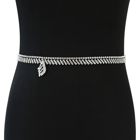Buy Summer Beach Women Body Chain Leaf Rhinestone Crystal Sexy Belly ...