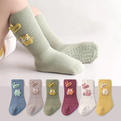 Buy Toddlers Knee High Socks Girl Boy Non Slip With Grips Anti Skid ...