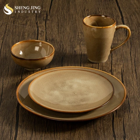 Buy Vintage Dark Brown Ceramic Kiln Glazed Porcelain Plate Restaurant ...