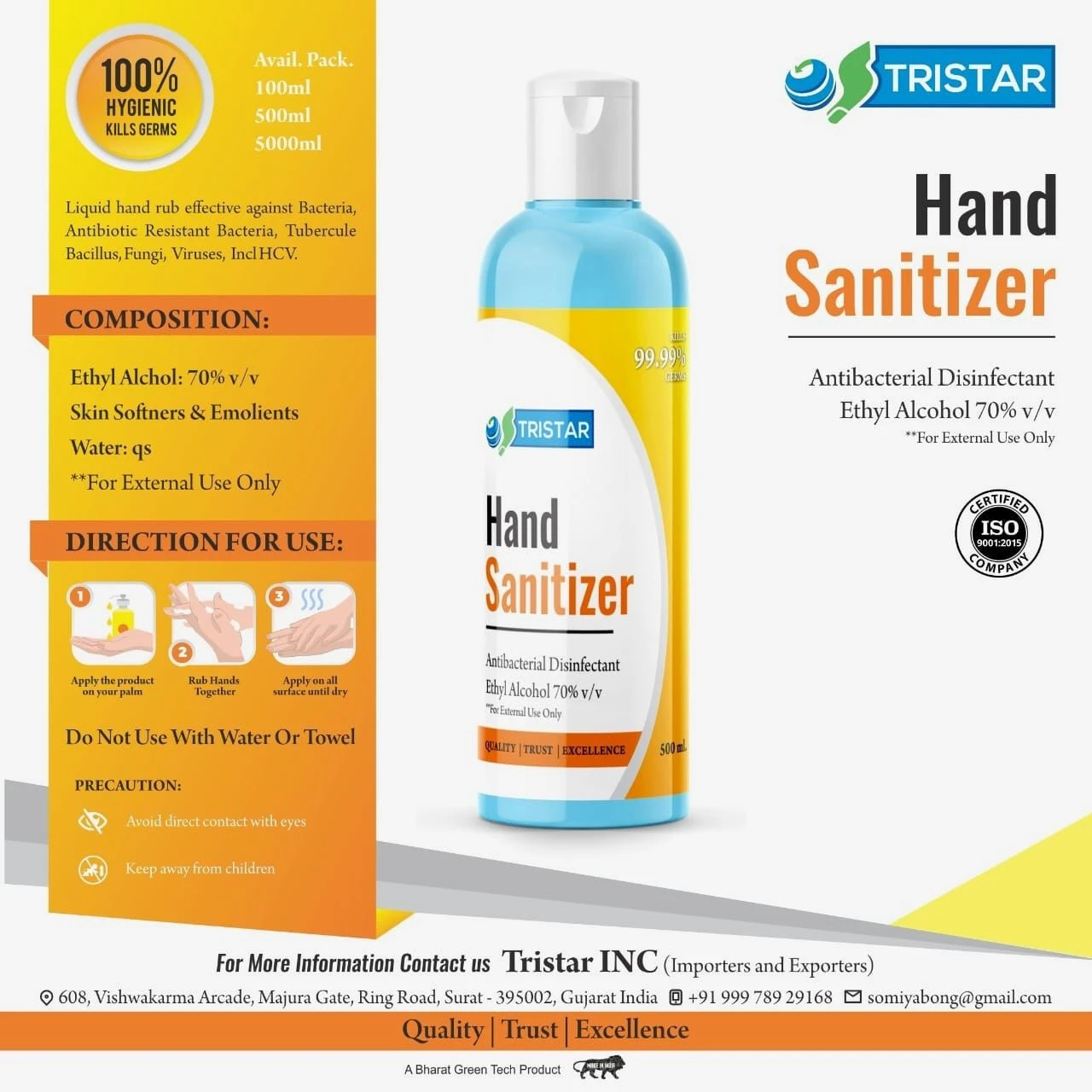 Buy Tristar Hand Sanitizer Liquid from TRISTAR INC, India | Tradewheel.com