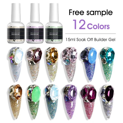 Buy 12 Colors Diamond Glitter Build Gel In A Bottle Wholesale Nail ...