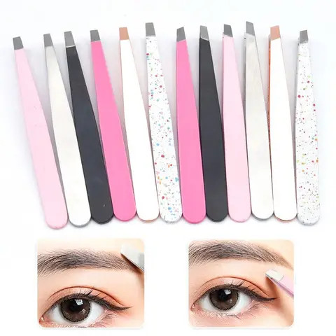 Buy Beauty Salon Equipments Eyebrow Tweezers Set Custom Color Slanted ...