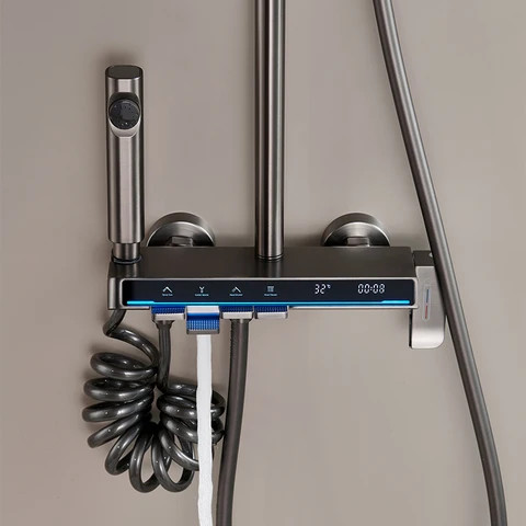 Buy Brass Wall Mounted Bathroom Shower System Set Cold Hot Shower ...