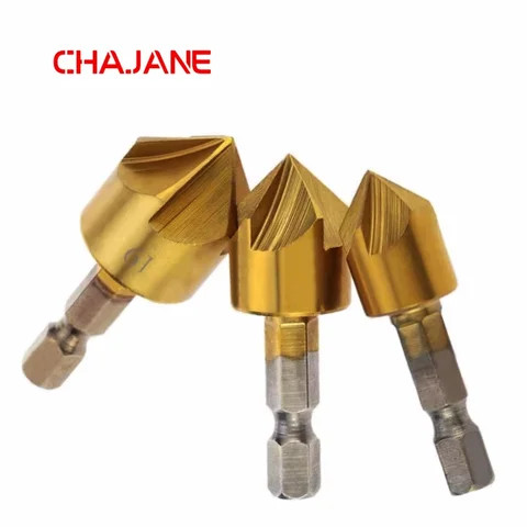 Buy Countersink Drill Bit Set 1/4 Hex Shank Hss 5 Flute Countersink 90 ...