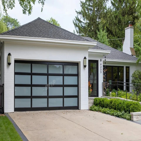 Buy Custom Modern Aluminum Tempered Glass Garage Doors Modern Sectional ...