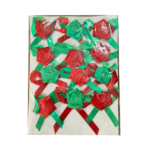 Buy Handcrafted Christmas Decorations Red And Green Ready-to-stick Rose ...