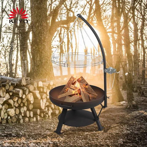 Buy Height-adjustable Outdoor Campfire Fire Pit Hanging Grill Stainless ...