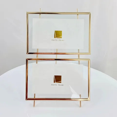 Buy Iron Photo Frame Transparent Glass Face Double Frame Metal Family ...