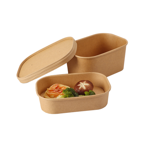 Buy Kraft Rectangular Square Paper Container Square Paper Bowl With Lid ...