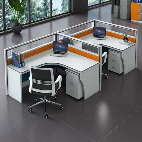 Buy Modern Cubicle 4 Person Office Computer Tables Furniture Desk Pc ...