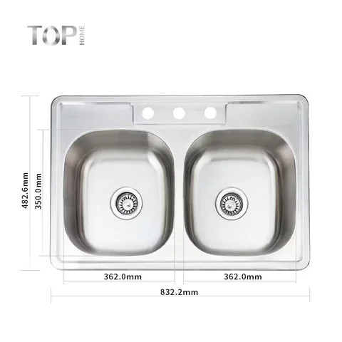 Buy Modern Round Double Bowl Stainless Steel Pressing Kitchen Silver ...