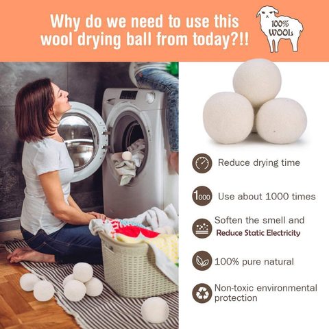 Buy Nature 100% Wool Washing Laundry Ball Wool Felt Dryer Ball Cleaning ...