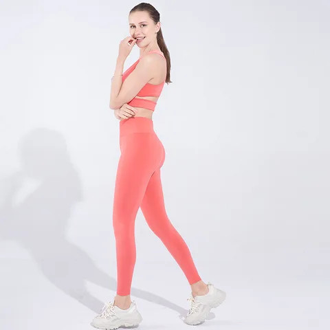 Buy New Design Seamless Womens Gym Sets Beauty Back Shockproof Yoga Bra High Waist Hip Lifting ...