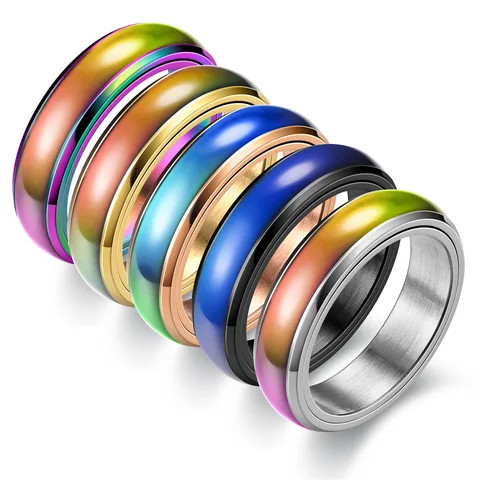 Buy Rebecca 6mm Wide Stainless Steel Mood Discoloration Ring Relieve ...