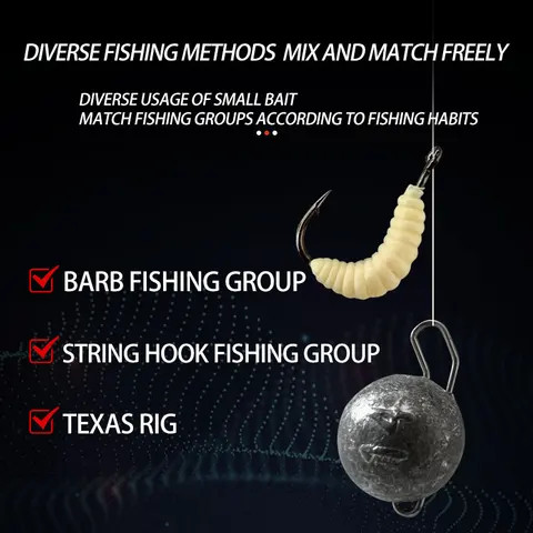 Buy Rubber Worm Grub Fake Maggots Fishing Bass Lures Soft Worm Bait ...