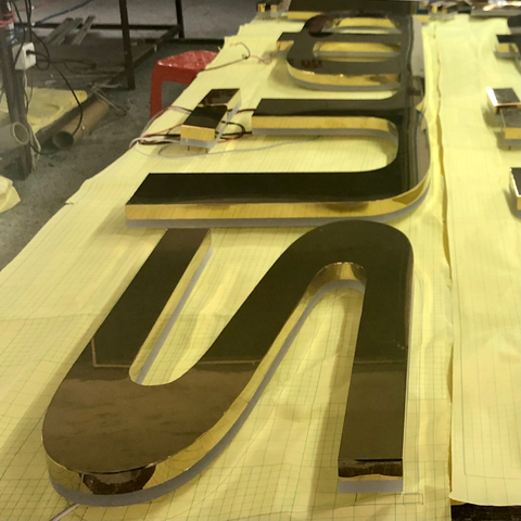 Buy Shining Stainless Steel Channel Letter Sign Backlit Halo Lit Gold ...