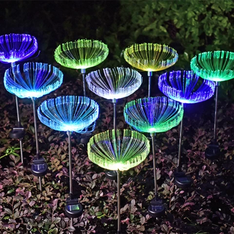 Buy Solar Led Fiber Optic Jellyfish Spike Light Holiday Decoration ...
