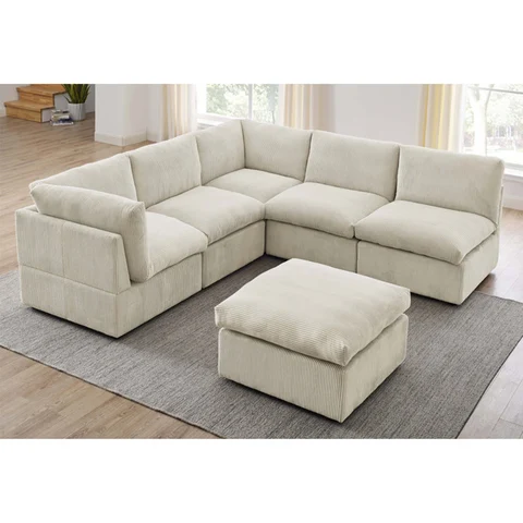 Buy Stunning Commix 6-piece Modern Fabric Overstuffed Sectional Sofa ...