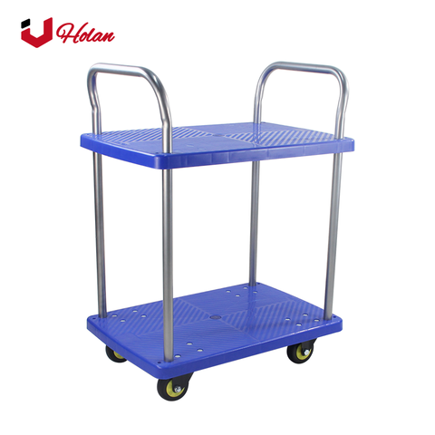 Buy Uholan 150kg 330lb 2 Tier Platform Cart Dolly Plastic Flatbed ...