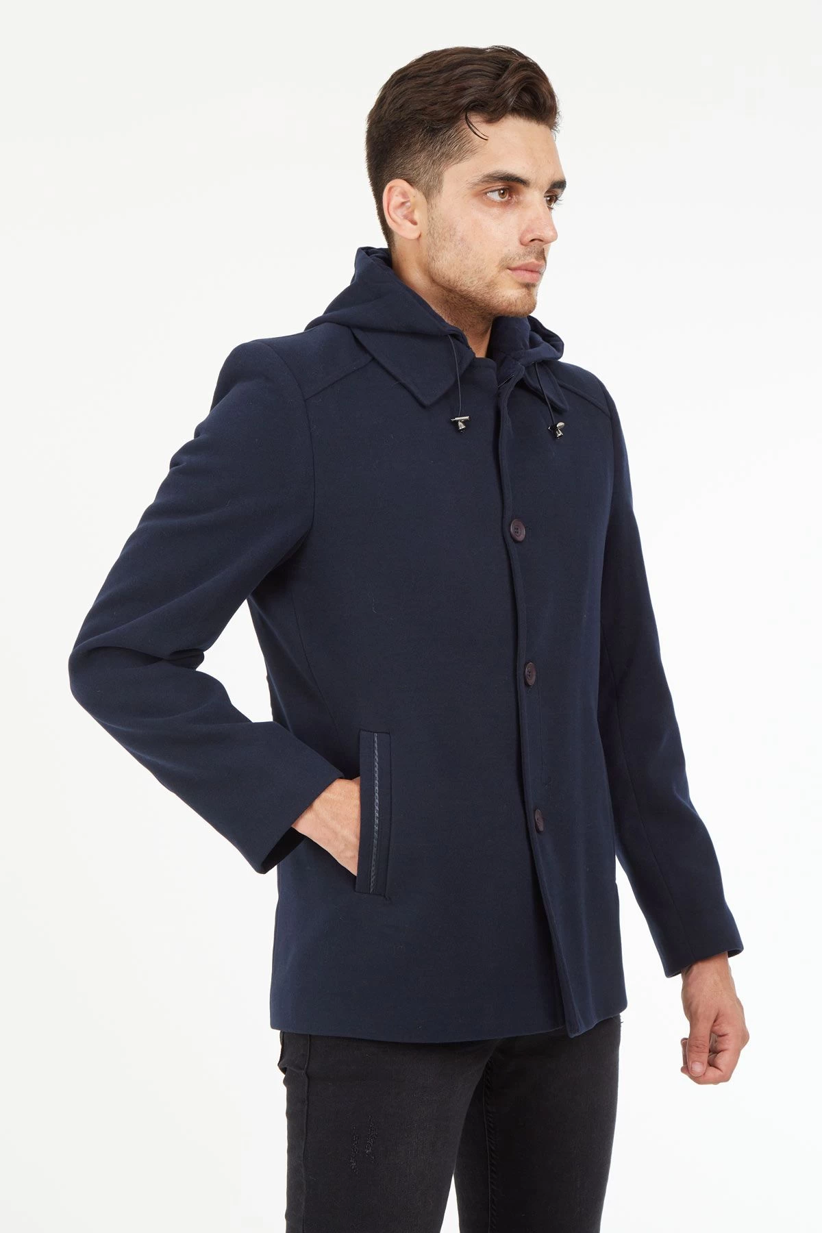 Buy Sposo Men’s Navy Blue Cachet Short Coat from Sposo Textile ...