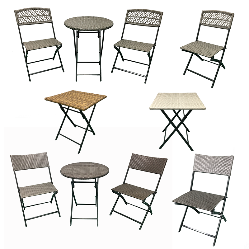 Buy Rattan Patio Bistro Folding Chair And Table Set Outdoor Furniture ...