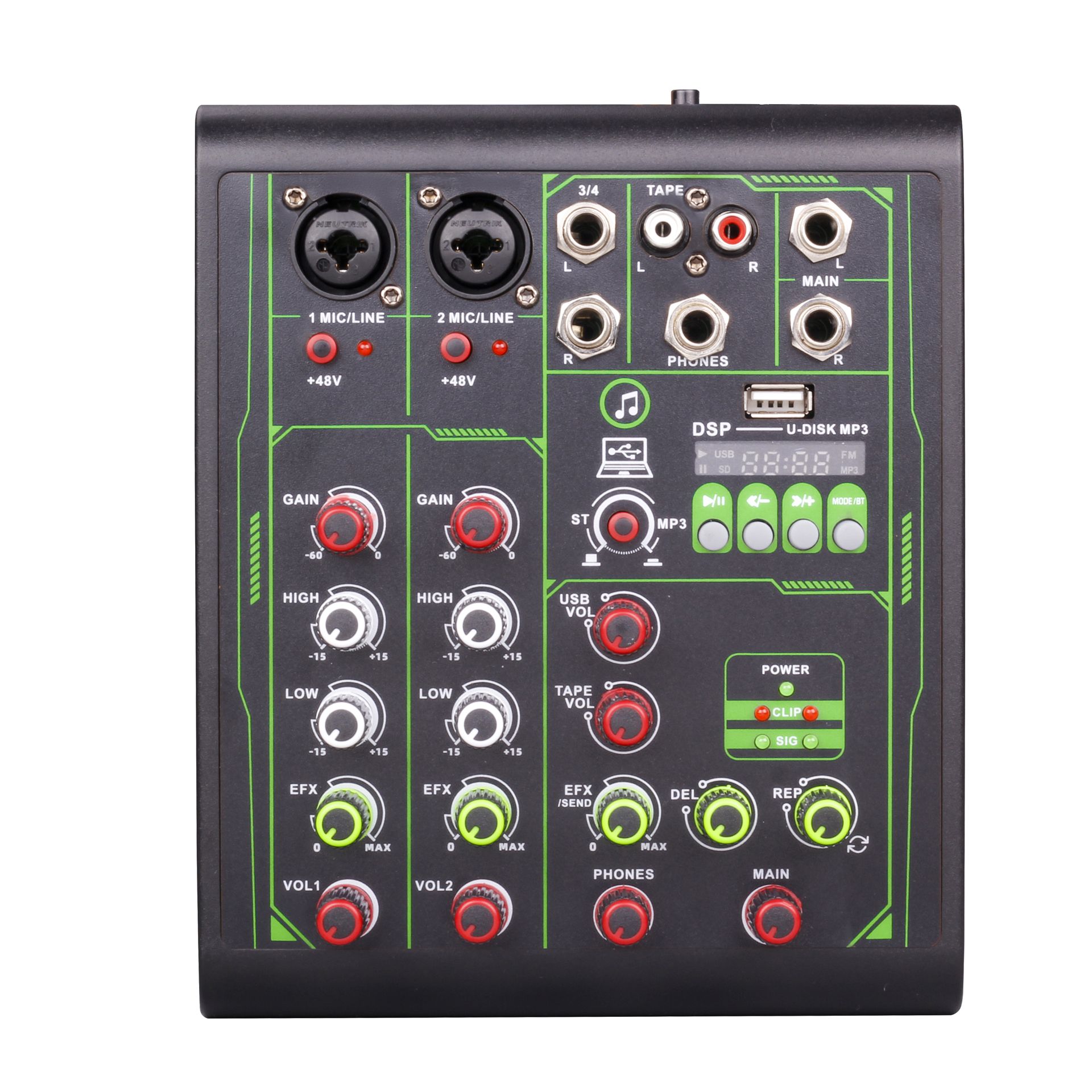 Buy Mini Audio Mixer 4channel Soundcard Bluetooth Interface Mic Preamps ...