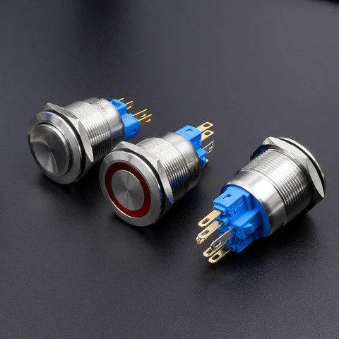 Buy 22mm Led Ring Lighting Locking Button Anti Damage Metal Button ...