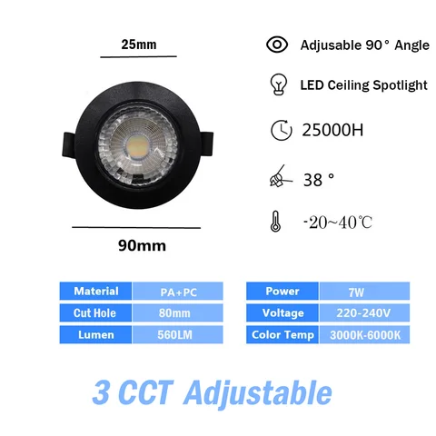 Buy 7w 3-stage Dial With Adjustable Angle Ceiling Spotlight Erp2.0 Cct ...