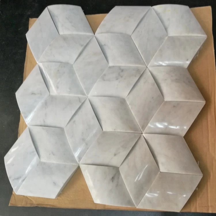 Buy Cube 3d Mosaic Stone Tiles ,carrara White Marble Tiles from Xiamen ...