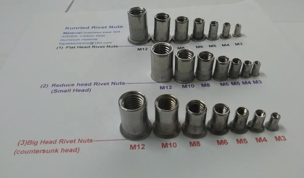 Buy Insert Flat Head Blind Knurled Rivet Nut M8 , Bilnd Steel M3 M4 M5 M6 M8 M10 M12 Rivet Nut ...