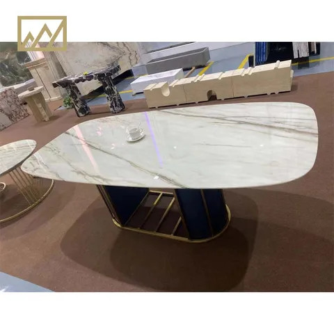 Buy Kings-wing- Modern White Rectangle Marble Dining Table Living Room ...