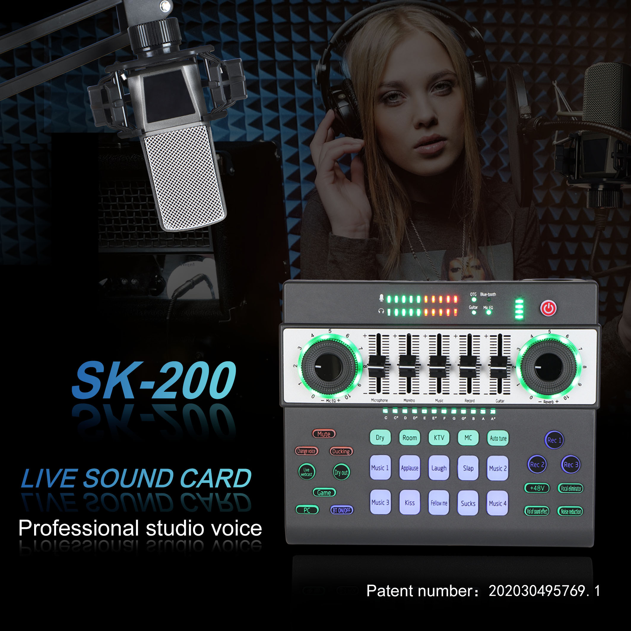 Buy Live Sound Card Audio Interface Sound Card Adjustable Audio Mixer ...
