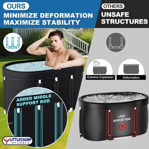 Buy Oval Ice Bath Tub With Cover For Athletes Xl Portable Cold Plunge ...