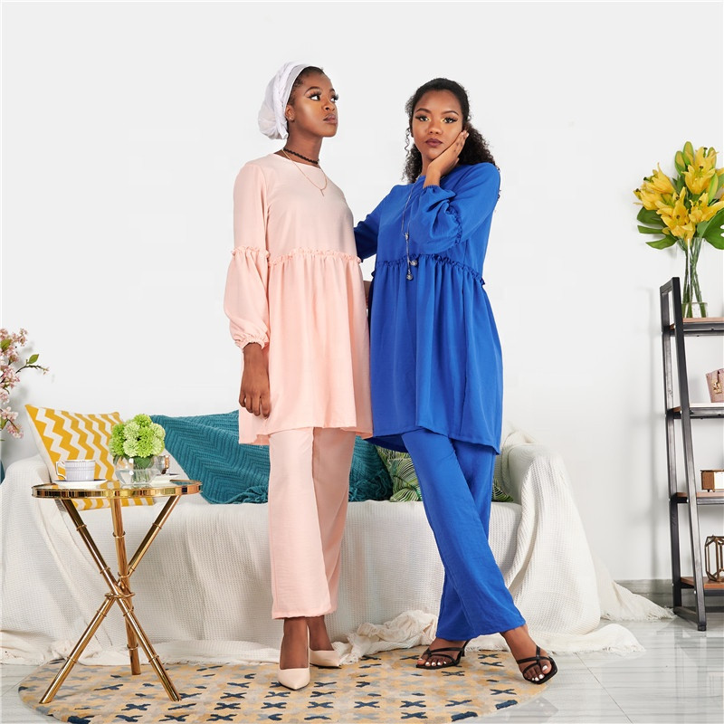 Buy Ramadan Two Piece Set Muslim Women Sets Arab Turkey Solid Top And ...