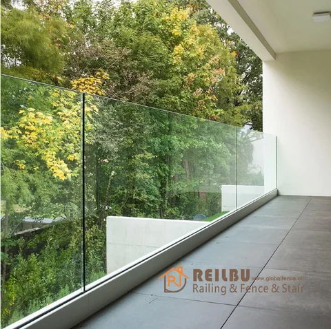 Buy Reilbu Aluminium U Channel Base Glass Railing System Streamlined ...