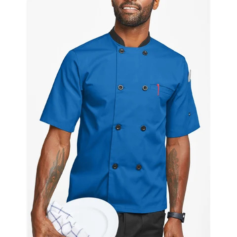 Buy Restaurant Waitress Work Jacket Uniform Short Sleeve Chef Coat Cook ...