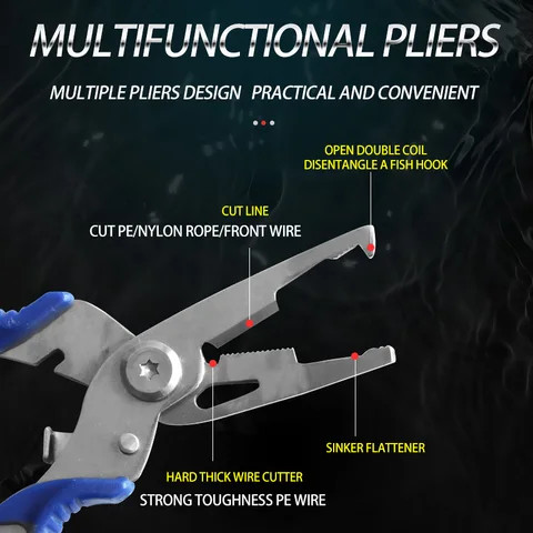 Buy Stainless Steel Fishing Pliers Scissors Fish Line Cutter Hook ...