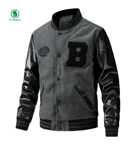 Buy Trendy Mens Baseball Bomber Jacket Solid Pattern With Zipper ...