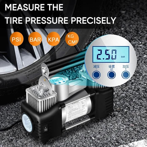 Buy 12v Portable Air Compressor 150psi Tire Inflator Dual Cylinder Tire ...