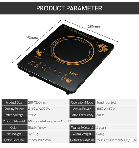 Buy 2021 Factory Price 2000w Touch Induction Cooker Stove Black Single ...