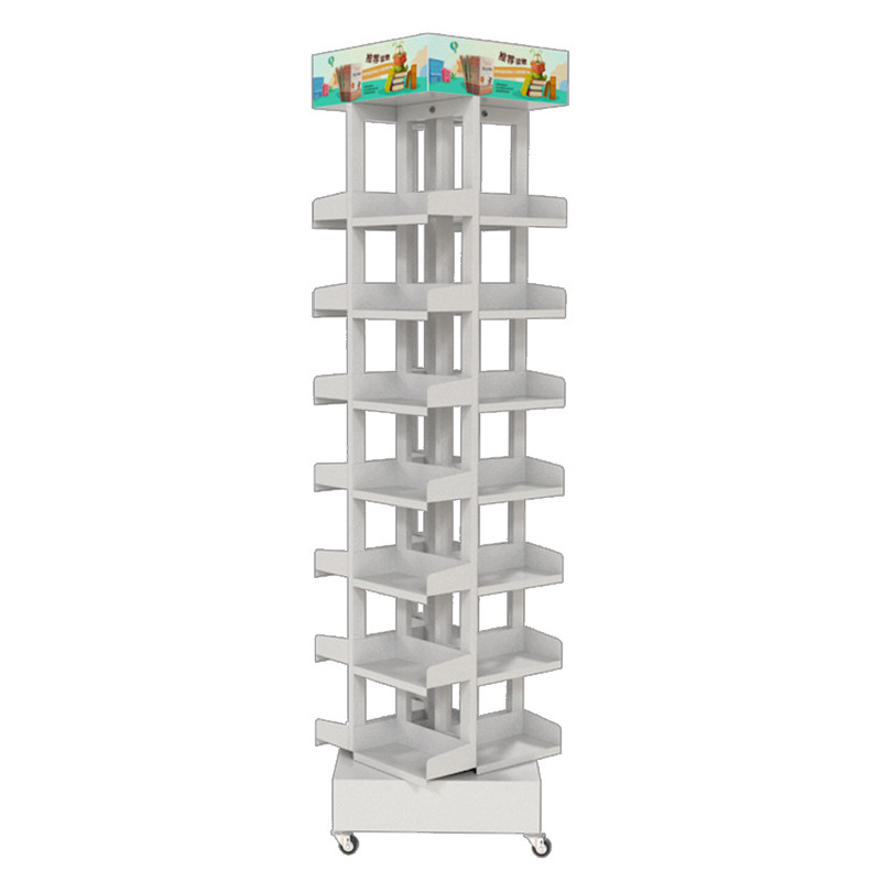 Buy 360 Degree Rotating Book Display Rack Bookcase Wooden Bookshelf ...