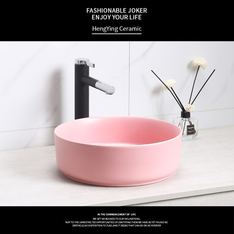 Buy Pink Round Ceramic Custom Design Wash Basin Wc Bathroom Counter Top ...