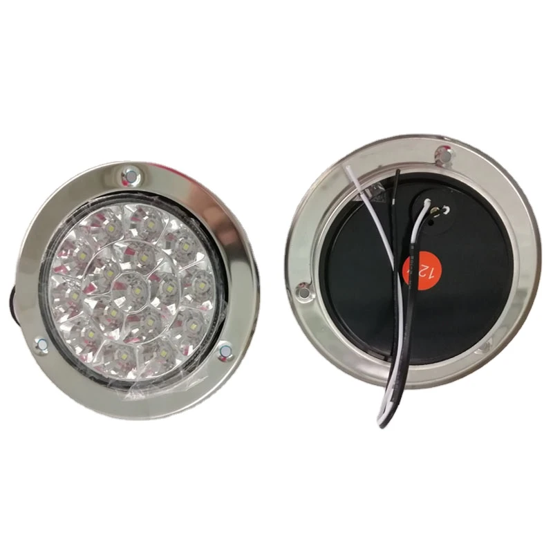 Buy Round Led Truck Trailer Amber/red/white Taillights With Stainless ...