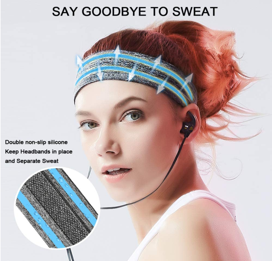 Buy Stretchy Soft Running Wicking Head Sweat Bands Lightweight Elastic ...